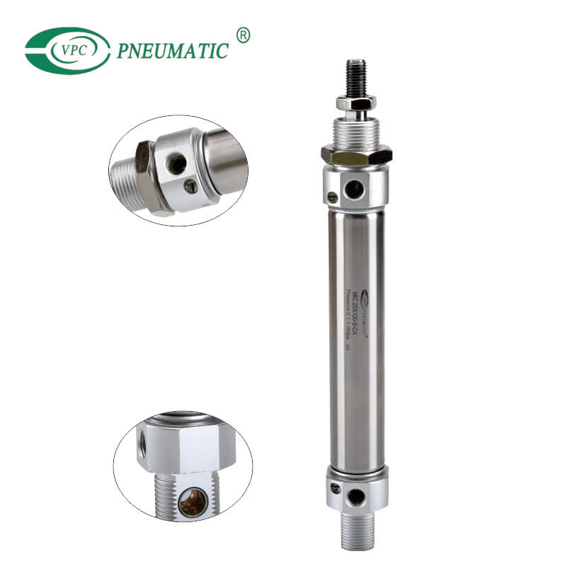 MIC Series Stainless Steel Mini Cylinder, Double Acting with Cushion ...