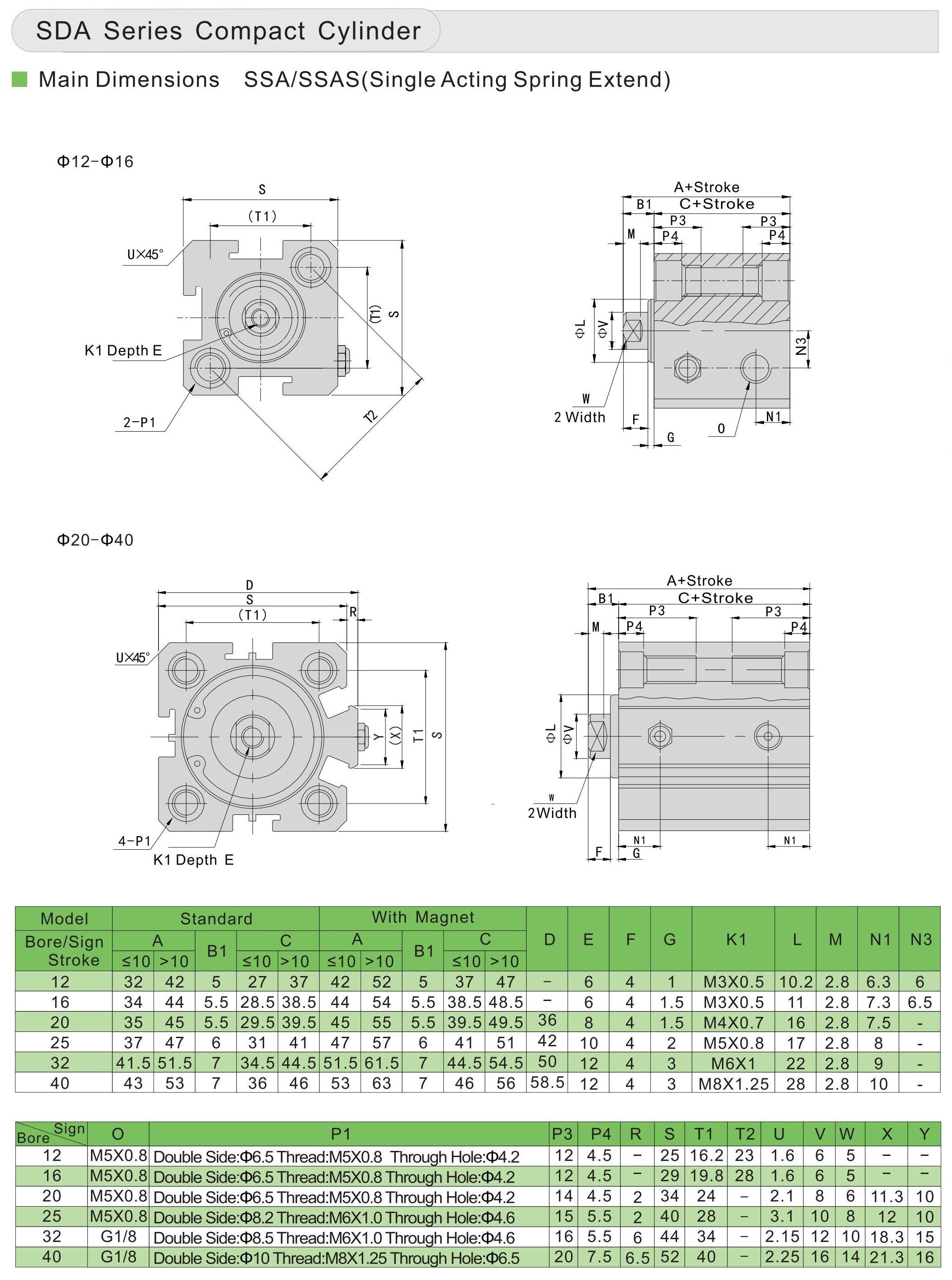 SDA Series Compact Cylinder - Buy air cylinder, pneumatic cylinder ...