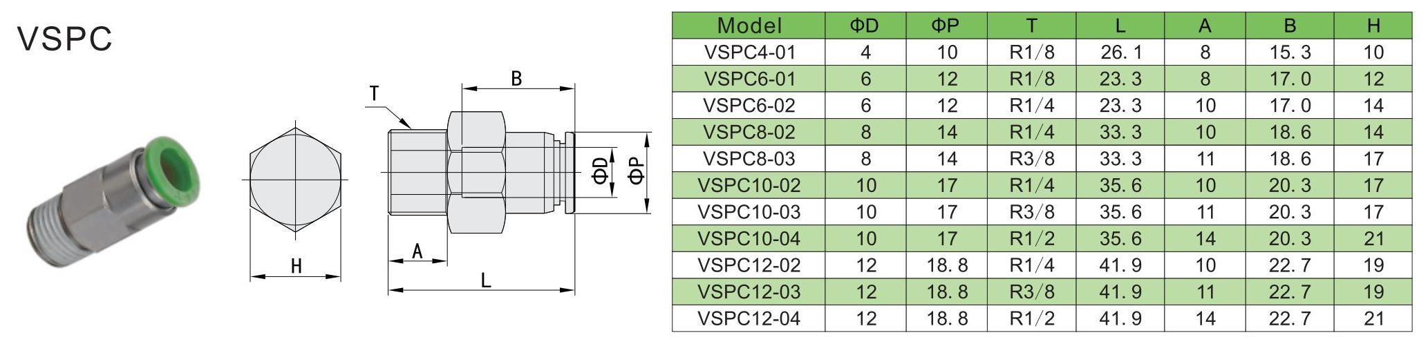 VSPC Male Thread Stop Fitting - Buy pneumatic stop fitting, push in air ...