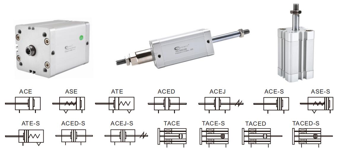 ASE ADN Series Compact Air Cylinder, Single Acting Spring Extend - Buy ...